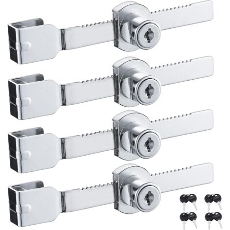 CSPARKV 4er-Pack Glas-Schiebetürschloss, Vitrine, Glasschrank, Chrom-Finish, gleichschließend (groß)