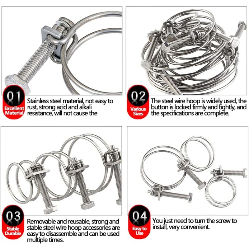 Double wire hose clamps stainless steel store