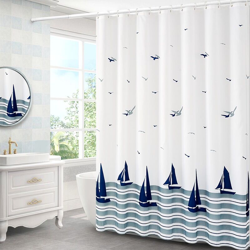 Navy blue and white shower curtain store