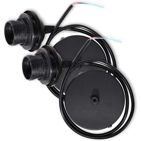 2x Black electrical cable for lamp - Cable with E27 socket and fixing ...