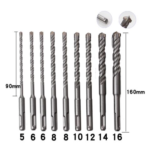 Concrete Drill Bits for Concrete, 9 Pieces 5mm - 16mm Electric Hammer ...