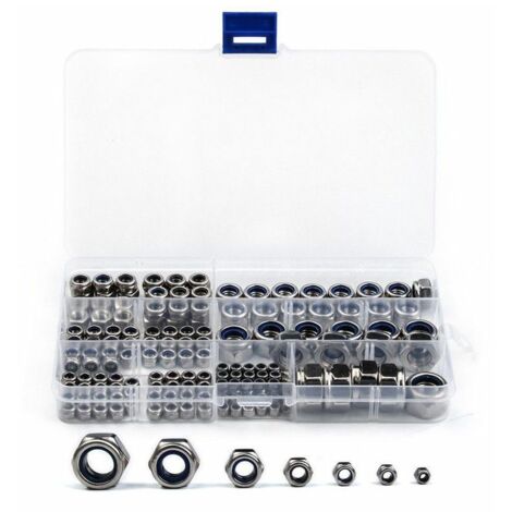 170Pcs 304 Stainless Steel Hexagon Nut Lock Nuts M3 M4 M5 M6 M8 M10 M12 ...