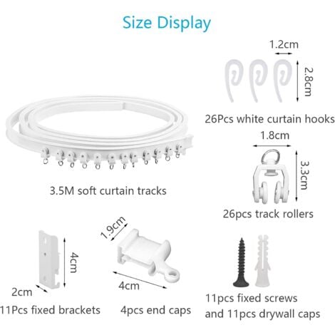 Ceiling Curtain Track Kit, 3M Bendable Ceiling Track, Flexible Curtain ...