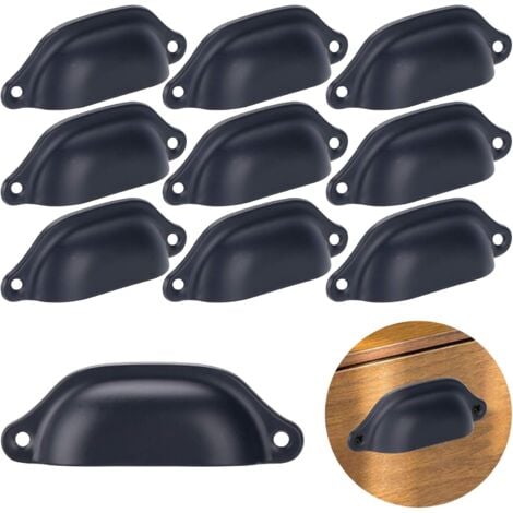 20 Pcs Vintage Iron and Black Shell Drawer Pulls Handles for Cabinet ...