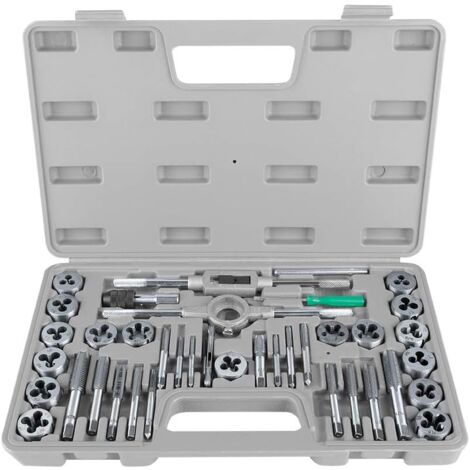40Pcs Tap and Die Set M3-M12 Steel Die Set with 17 x Taps 17 x Dies