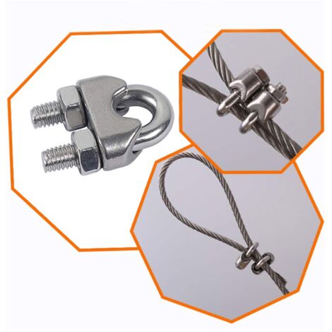 20PCS M4 Cable Clamp U Bolt Wire Rope Clip 304 Stainless Steel Cable ...