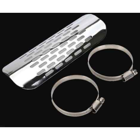 Silver Exhaust Heat Shield Protector, Universal Motorcycle Muffler Pipe ...