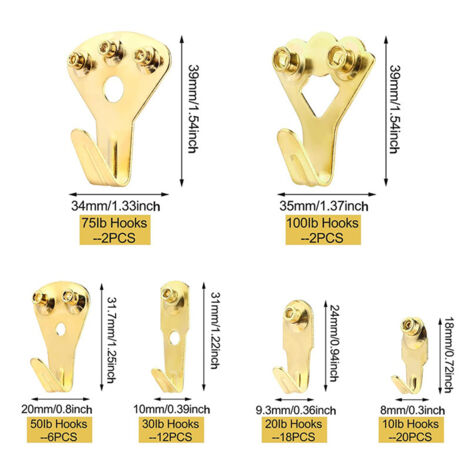 Picture Frame Hanger, 196 Pieces Picture Hanging Kit, with Screws ...