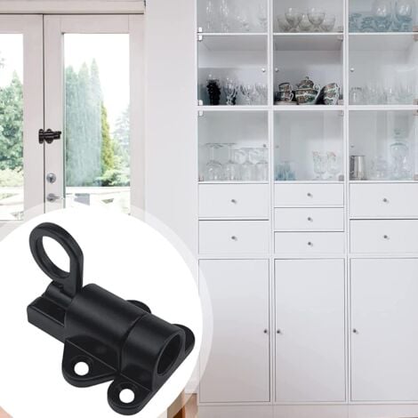 Pieces Door Rebound Lock, Black Automatic Spring Door Catch with Screws ...