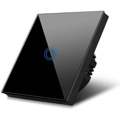 Single Gang 1 Way Black Glass Touch Wall Light Switch with High Quality ...