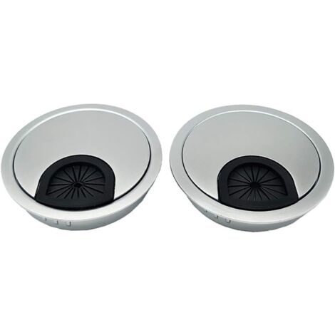 Set of 2 Round Cable Grommets for Desk Table ⌀ 80mm, Zinc Alloy