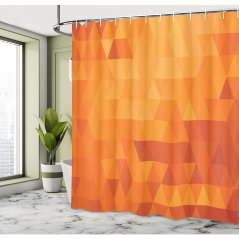 Orange Shower Curtain Shapes and Patterns Fabric Bathroom Decor Set with Hooks 180cm x 200cm Burnt