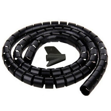 Cable Cover, 2m - ∅22mm, Black, 2m Flexible Electrical Cable Management ...