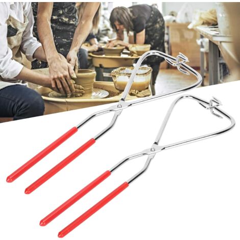 Clay Sculpture Dipping Tongs, 2pcs Pottery Metal Tongs Red Rubber Cover ...