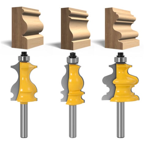 3Pcs 8mm Architectural Molding Router Bit Set, Woodworking Router Bit