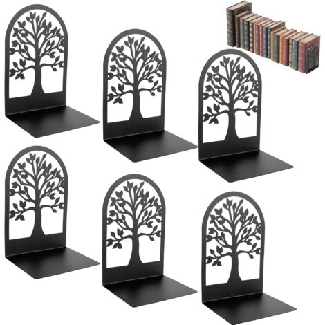 CSPARKV 3 Pairs Metal Bookends, Non-Slip Metal Bookends, Black Bookends ...