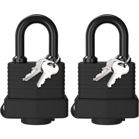 Keyed Padlock with Thermoplastic Protection, [2 Pack] Waterproof Brass ...