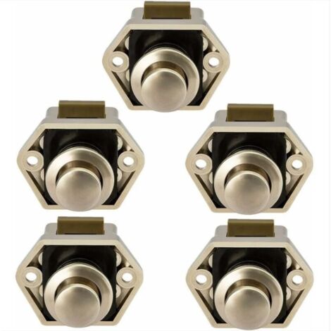 Set of 5 Push Button Latch for Campervan - RV Caravan Cupboard Door Closure