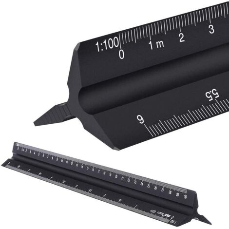 CSPARKV Aluminum Architect Triangular Ruler, Metric 1:20, 1:25, 1:50, 1 ...