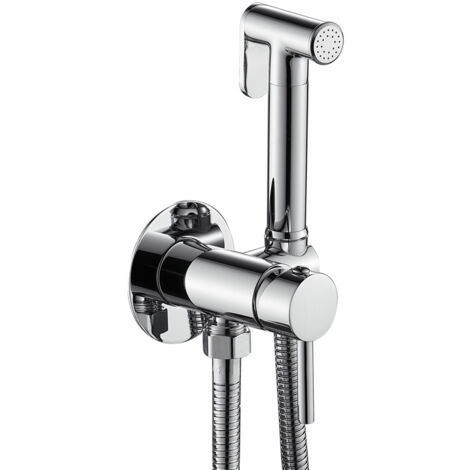 Hygienic shower kit with mixer round model Chrome