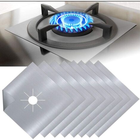 8Pcs Gas Hob Cover Teflon Silver Gas Hob Cover Gas Stove Protector Gas ...