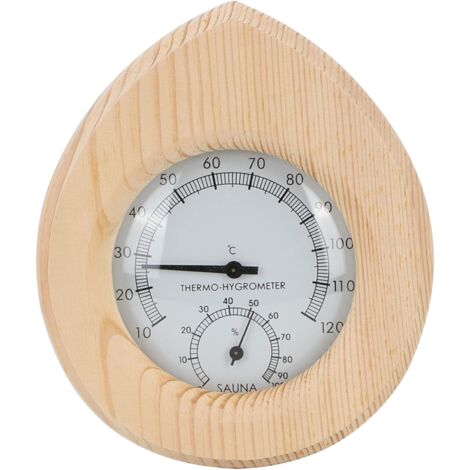 Sauna Thermo-Hygrometer, 2 in 1 Wooden Drop-Shaped Hygrometer ...