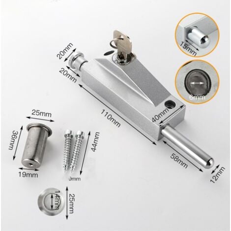 (Silver)2pcs Aluminum Alloy Door Lock Floor Lock Anti-Theft Security ...