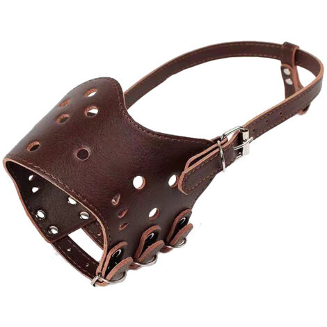 Dog Muzzle Anti bite Leather Muzzle Breathable Dog Muzzle Dog Muzzle to Prevent Barking Brown S