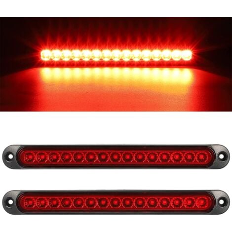 2Pcs 12-24V 15 LED Trailer Brake Tail Light Bar Waterproof Rear Lights ...