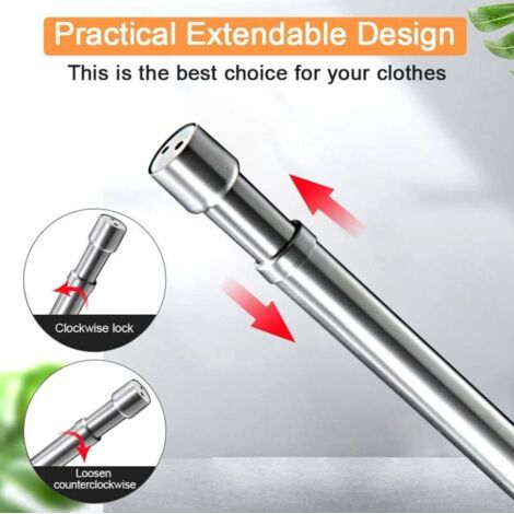 Stainless Steel Extendable Closet Rod 33cm to 51cm Adjustable ...