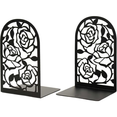 CSPARKV Set of 2 Metal Bookends, Book Stopper Holders, Book Ends ...