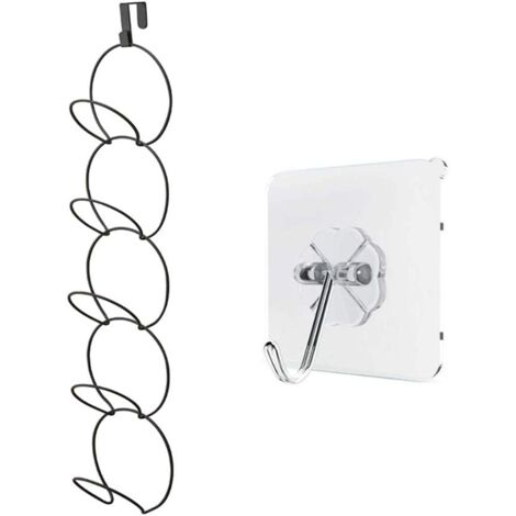 CSPARKV Door Hook Black Metal Cap Storage Rack with Adhesive Hook for ...