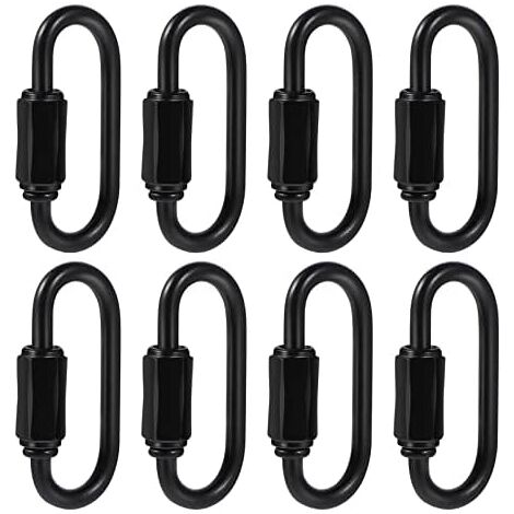 CSPARKV 8Pcs Black Carabiner Quick Link Chain Connector Carabiner Shape ...