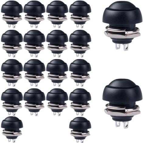 Black 20pcs 12mm Mini Momentary Push Button Switch, Waterproof Push ...