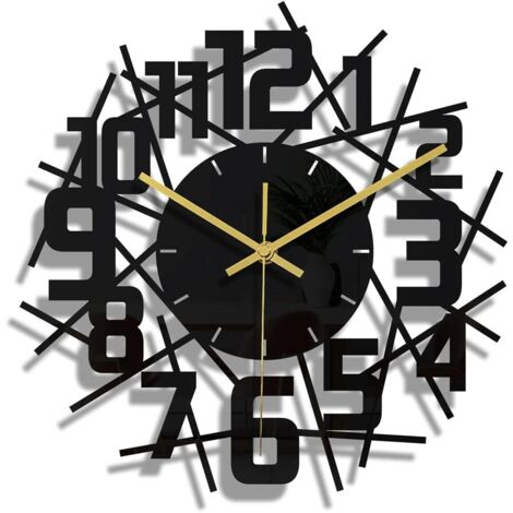 Luming DIY Black Round Frame Wall Clock Silent Modern Design Wall ...