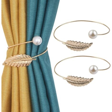 CSPARKV 2 Pack Random Twisted Curtain Tiebacks - Decorative Pearl Leaf ...