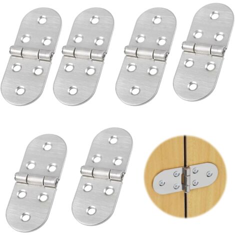 CSPARKV 6Pcs 180 Degree Folding Hinges Mini Stainless Steel Furniture ...
