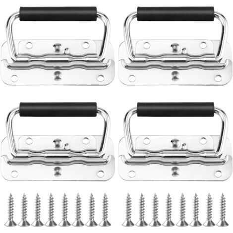 CSPARKV 4 Pieces Spring Loaded Folding Handles, Stainless Steel Handles ...