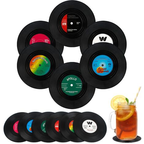 CSPARKV Vinyl Coasters 12 Pcs Retro CD Coasters Non-Slip Insulated ...