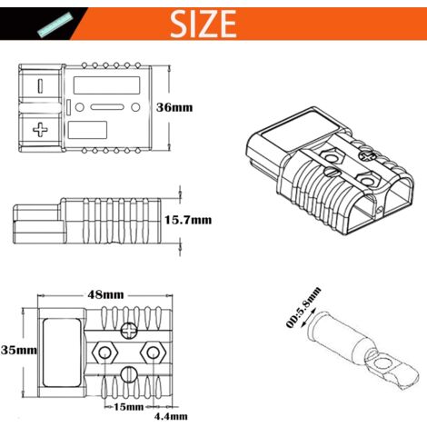 CSPARKV Battery Connector, 50A 600V Battery Quick Connect Connector ...