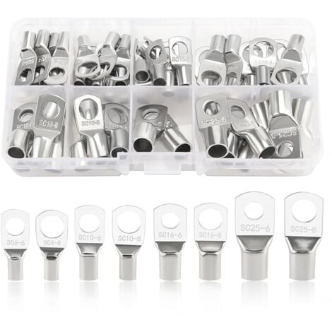 CSPARKV 60 Pieces Ring Terminals Kit, Tubular Cable Terminals, Battery ...