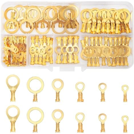 CSPARKV 150Pcs Brass Round Eyelet Electrical Terminals, Electrical ...