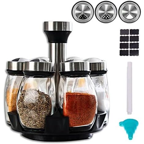 CSPARKV 17x17x19cm Rotating Spice Rack, Spice Carousel, 360° Rotating ...