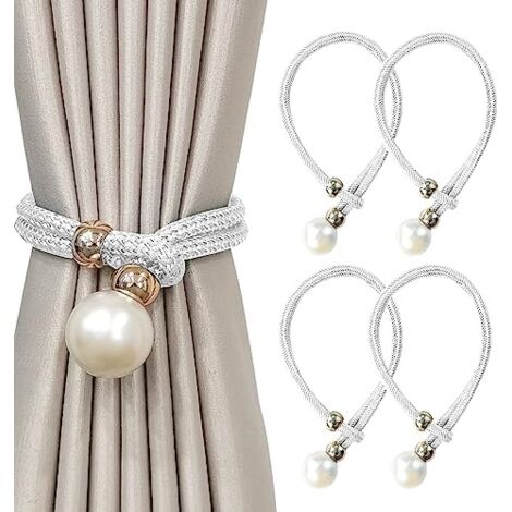 CSPARKV 48cm 4 Pieces Curtain Tiebacks, Large Beaded Curtain Holdbacks ...