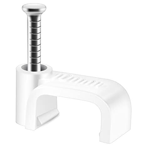 CSPARKV 100Pcs White Flat Cable Clips for Cat6 Cat7 Ethernet Cable with ...