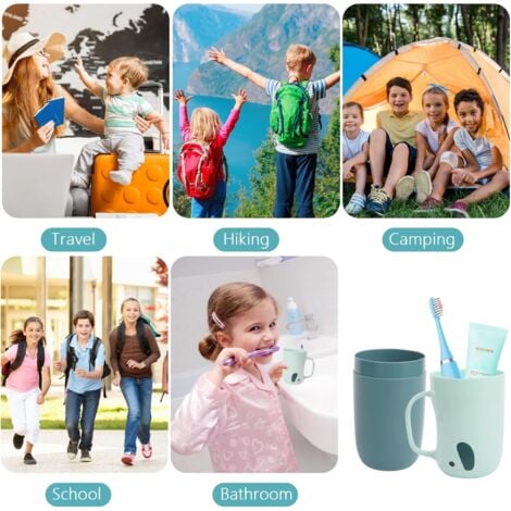 CSPARKV 1PCS Kids Travel Toothbrush Elephant Shape Toothbrush Cup Antibacterial Toothbrush Case for Travel Family Camping School Yellow