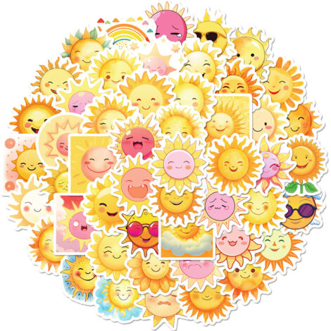 CSPARKV 100 Pieces Aesthetic Stickers, Sunshine Stickers, Waterproof ...
