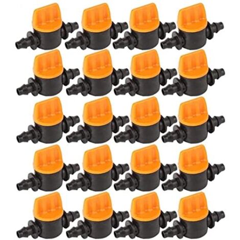 CSPARKV 20Pcs Irrigation Tubing Valve, Inch Barbed Drip Irrigation ...