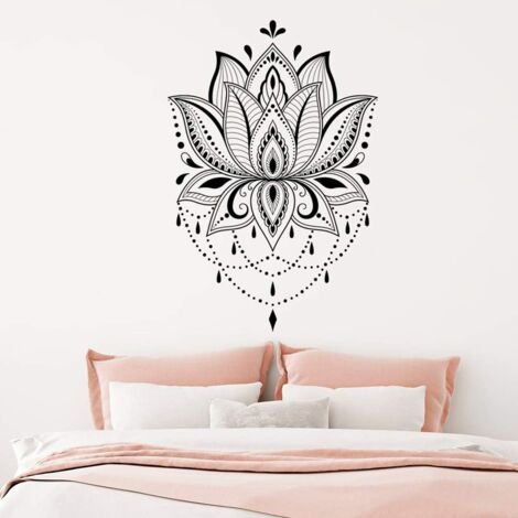 CSPARKV 84x57cm Lotus Wall Stickers Vinyl Wall Stickers Mandala Wall ...
