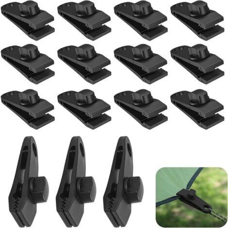 CSPARKV 15 Pieces Tarpaulin Clip Tent Clamp for Tarpaulin, Tent Clip ...